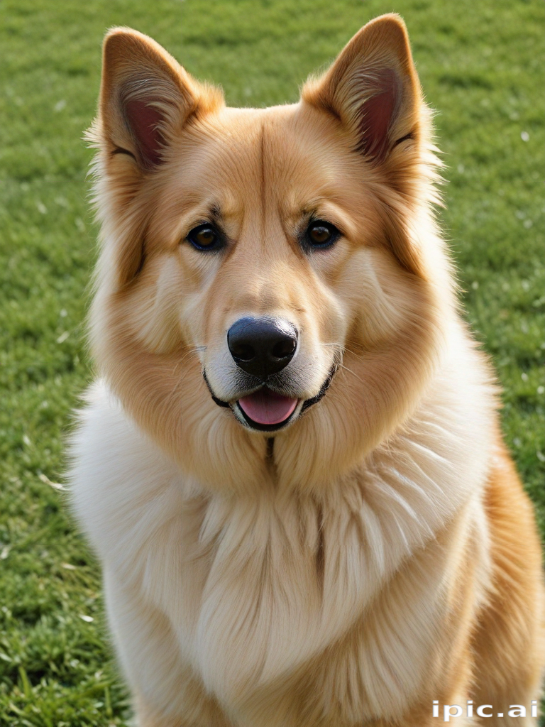 A Beautiful Dog with Fluffy Fur Enjoying a Sunny Day Outdoors.