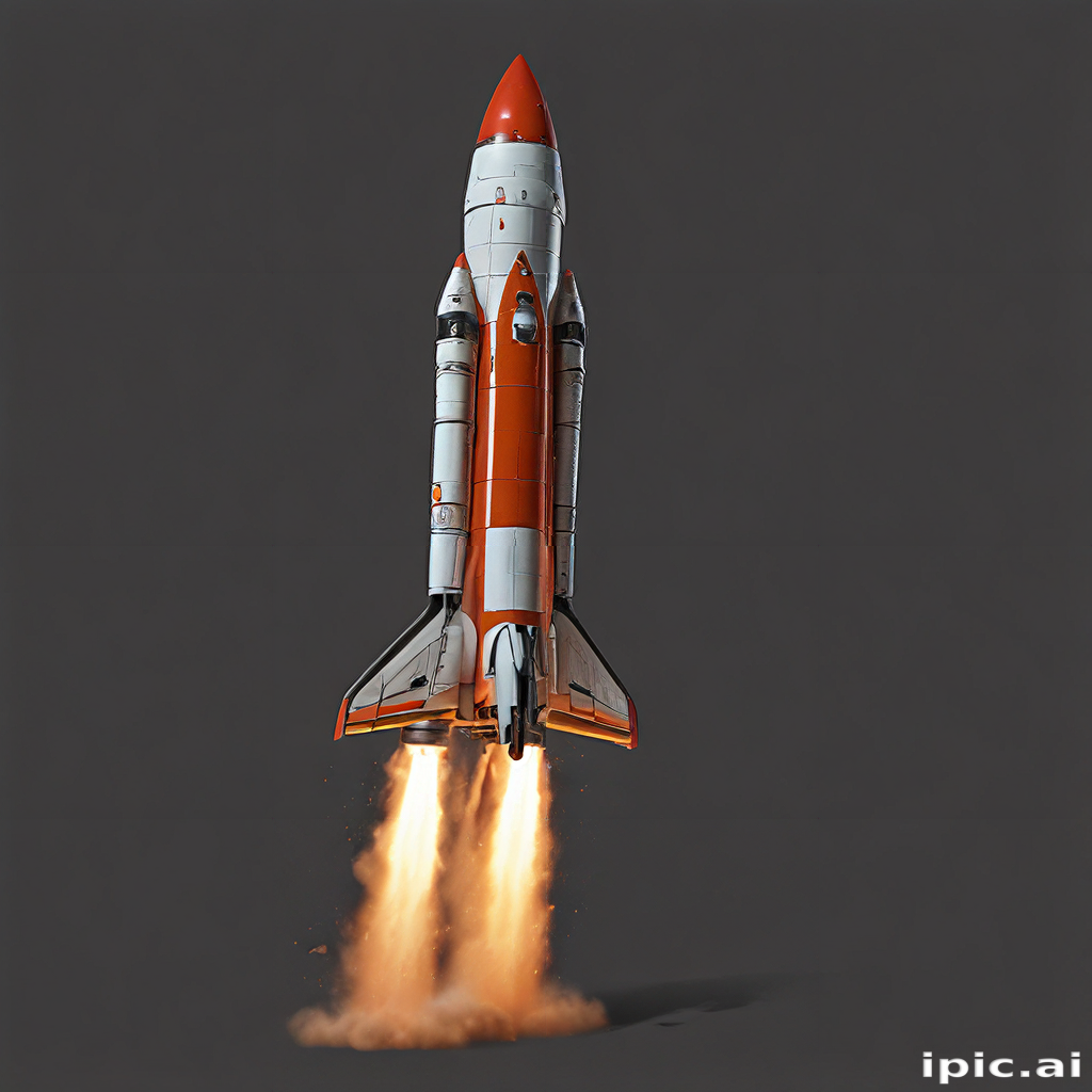 Rocket Launching into Space with Vivid Flames and Bright Colors