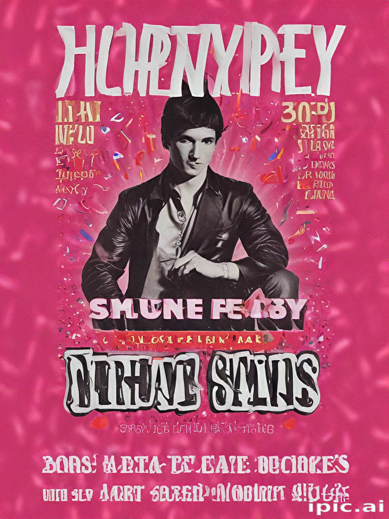 Vintage Concert Poster Featuring a Male Singer with Colorful Decorations