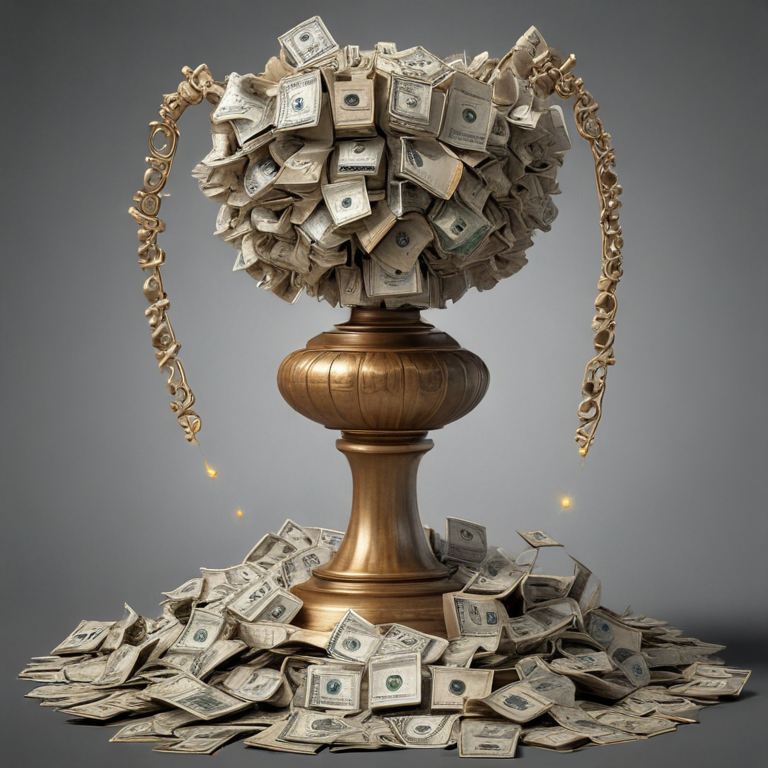 A Trophy Overflowing with Cash: Celebrating Wealth and Abundance in Style