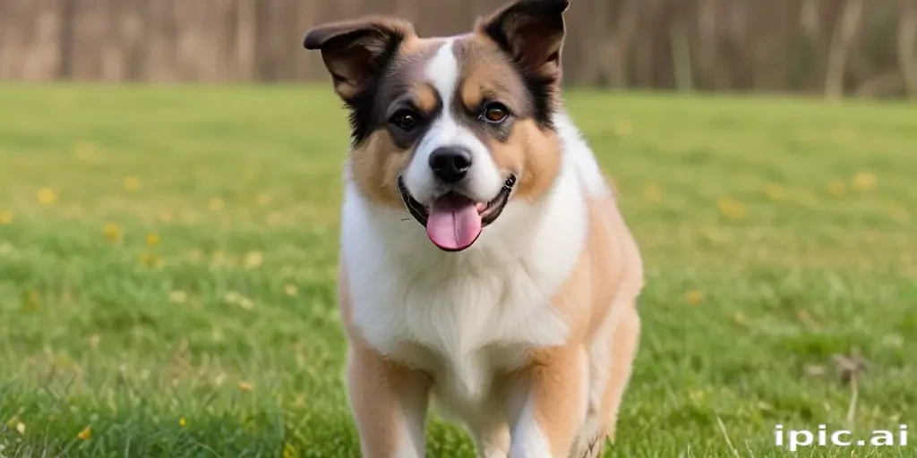 A Happy Dog Running Playfully Through a Sunny Green Field