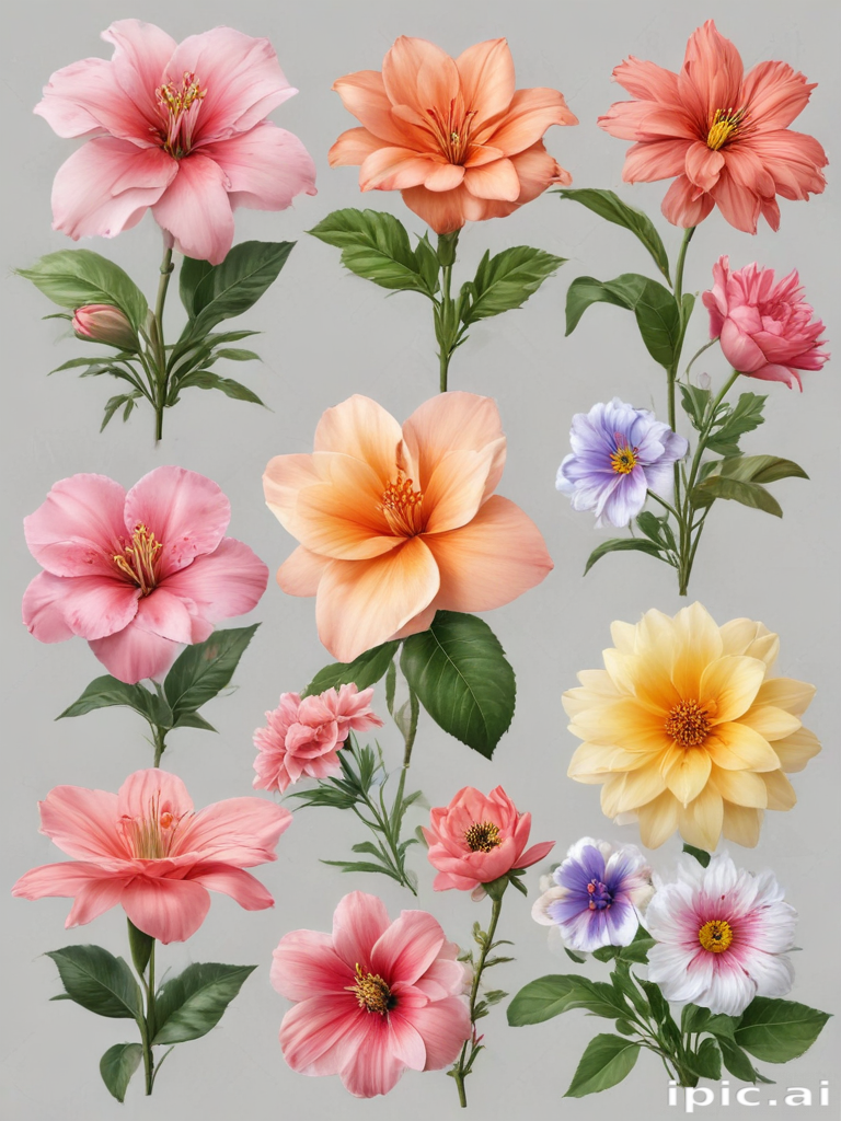 A Beautiful Collection of Vibrant Flowers in Various Colors and Styles