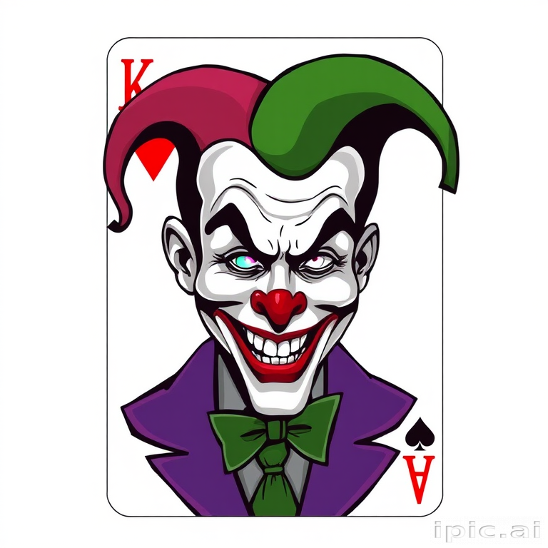 Colorful Joker Playing Card Featuring a Grinning Clown with Distinctive ...