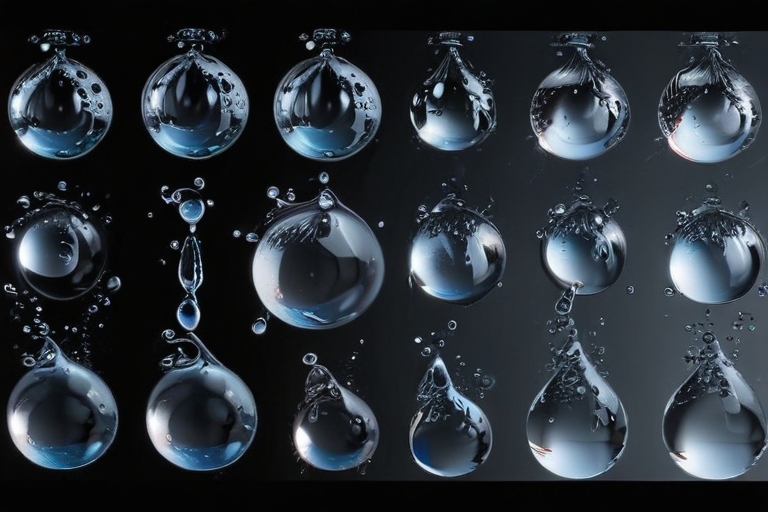 Captivating Collection of Glimmering Water Droplets in Various Shapes ...