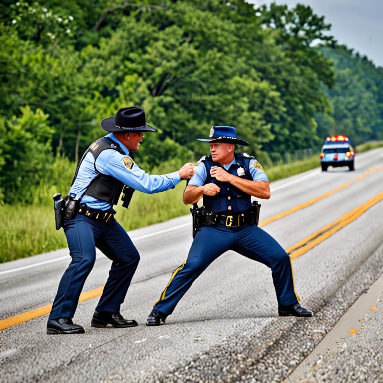 Kentucky State Police trooper fighting a suspect on the middle of a ...