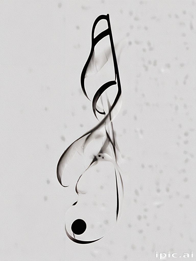 Elegant Fusion of Music Notes and Fluid Smoke in Artistic Design