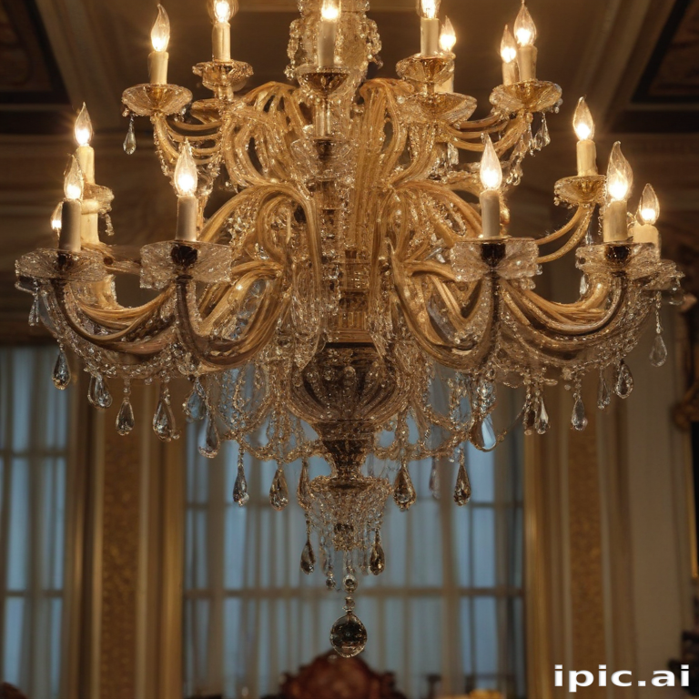 A Stunning Crystal Chandelier Illuminating an Elegant Room with Grace