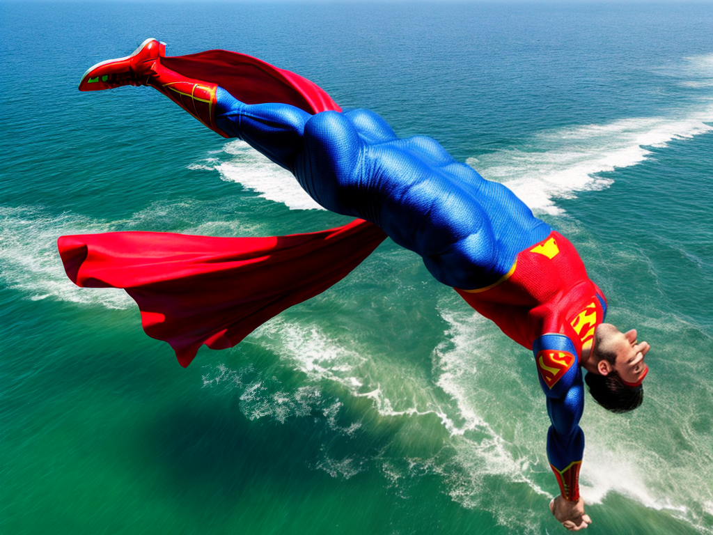Superman diving in the ocean