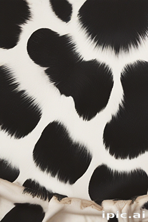 Close-Up of Black and White Cowhide Patterns with Textured Fur