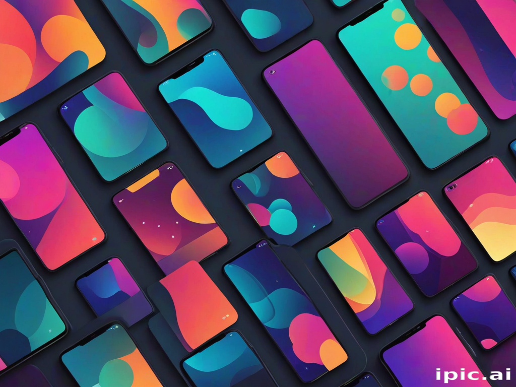 Vibrant Abstract Designs Displayed on Multiple Smartphones in Colorful ...
