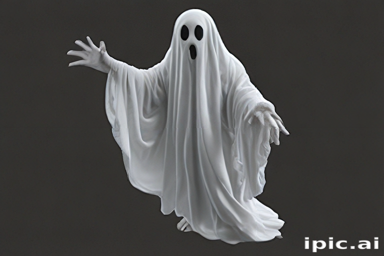 Spooky Ghost Emerges from Shadows with a Haunting Presence and Gaze
