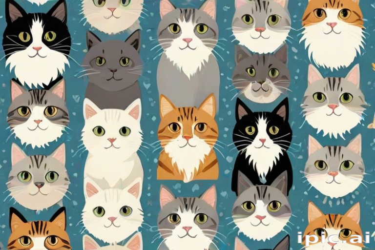 Colorful Collection of Playful Cats Featuring Various Breeds and ...