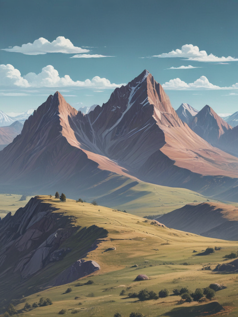a simple cartoon with mountains going into the plains