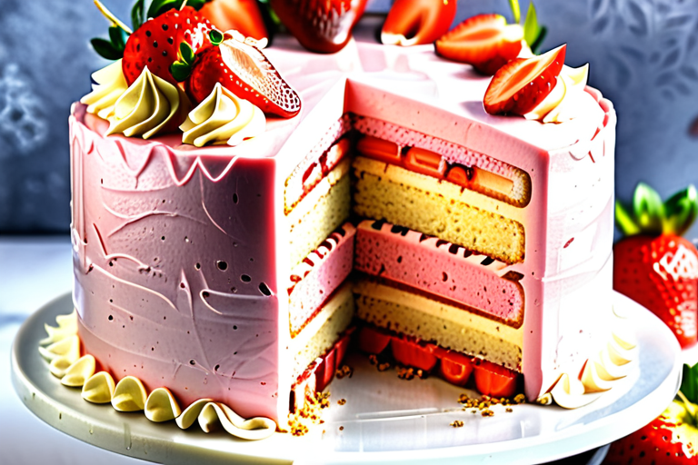 Deliciously Layered Strawberry Cake with Fresh Strawberries and Creamy ...