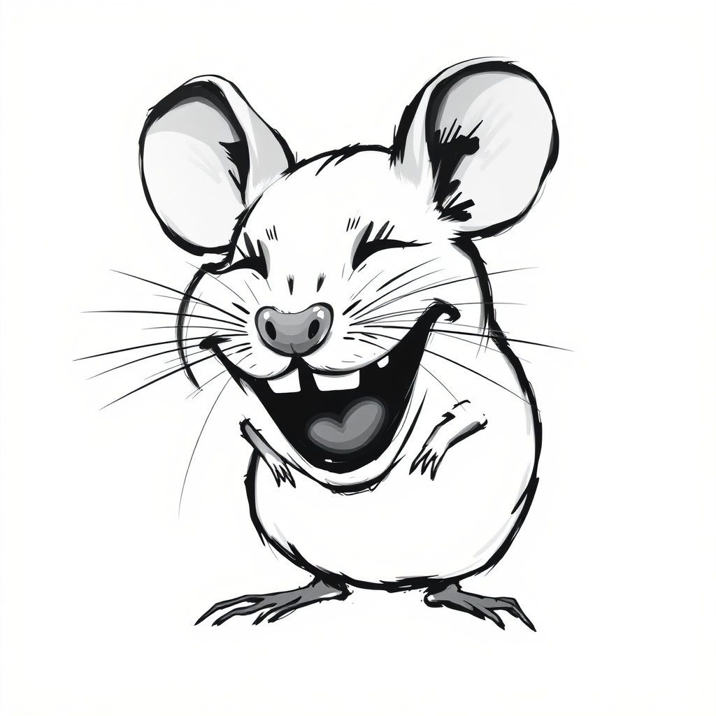 Joyful Cartoon Mouse with a Big Smile and Happy Expression