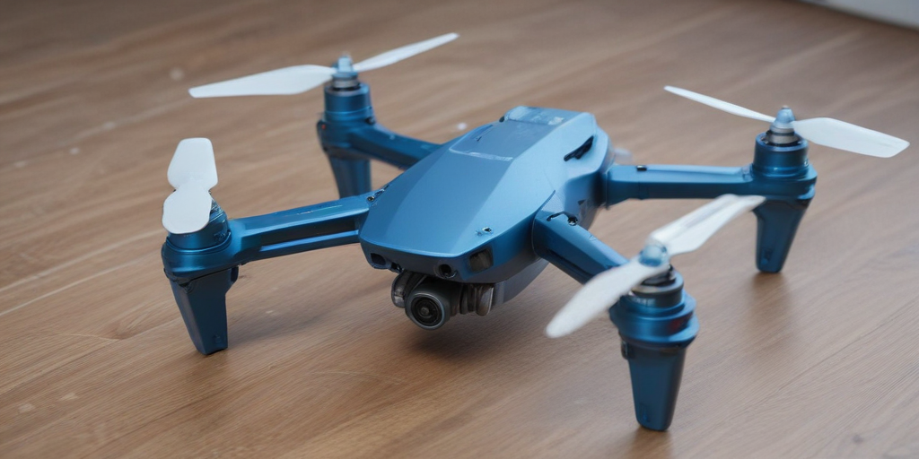 generate a deatiled view of flying blue color drone with different ...