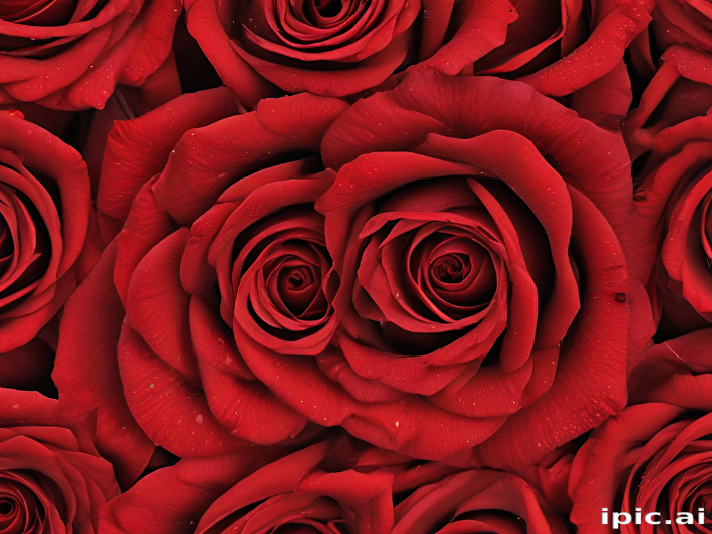 A Beautiful Close-Up of Lush Red Roses in Full Bloom Together.