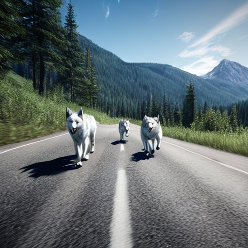 Realistic wolf pack runing