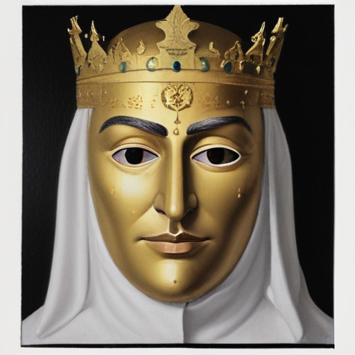 a negative space art painting of king Baldwin iv mask