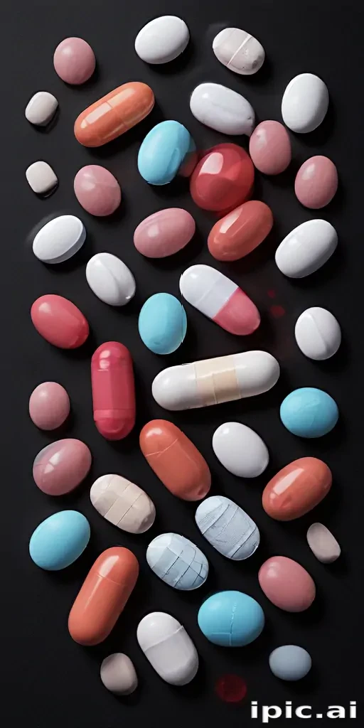 A Colorful Array of Various Pills and Capsules on a Dark Background
