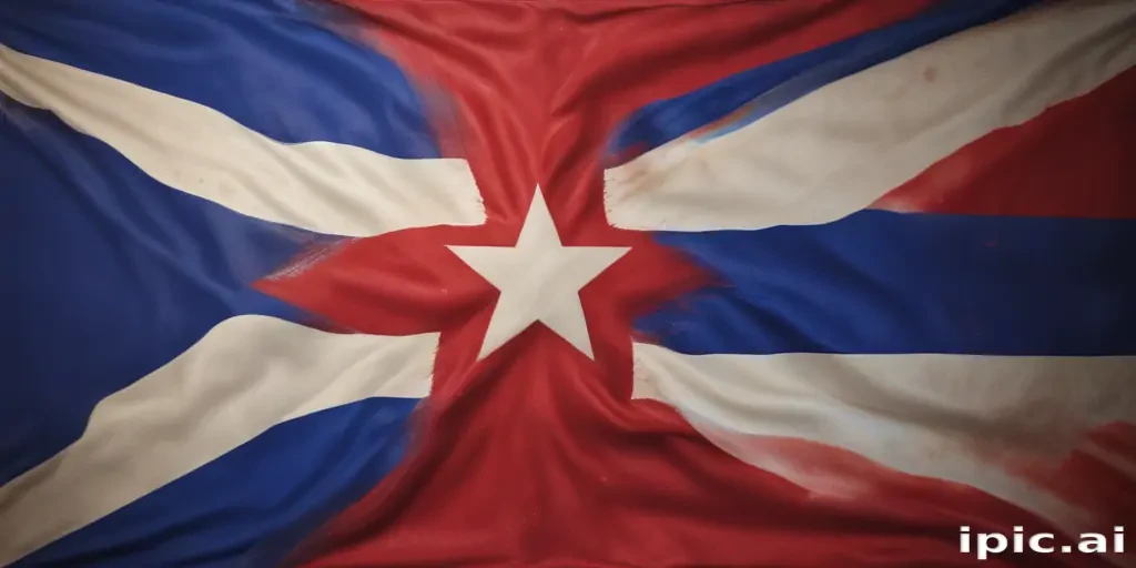 Artistic Representation of the Cuban Flag with Bold Colors and Textures