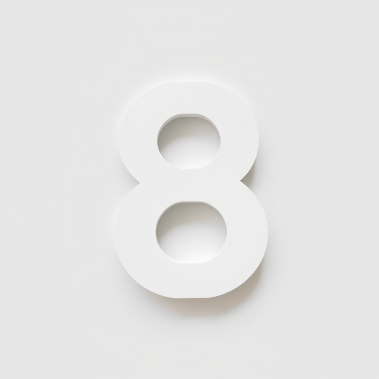 Create an image of a bold, modern number 8 design, with a minimalist ...