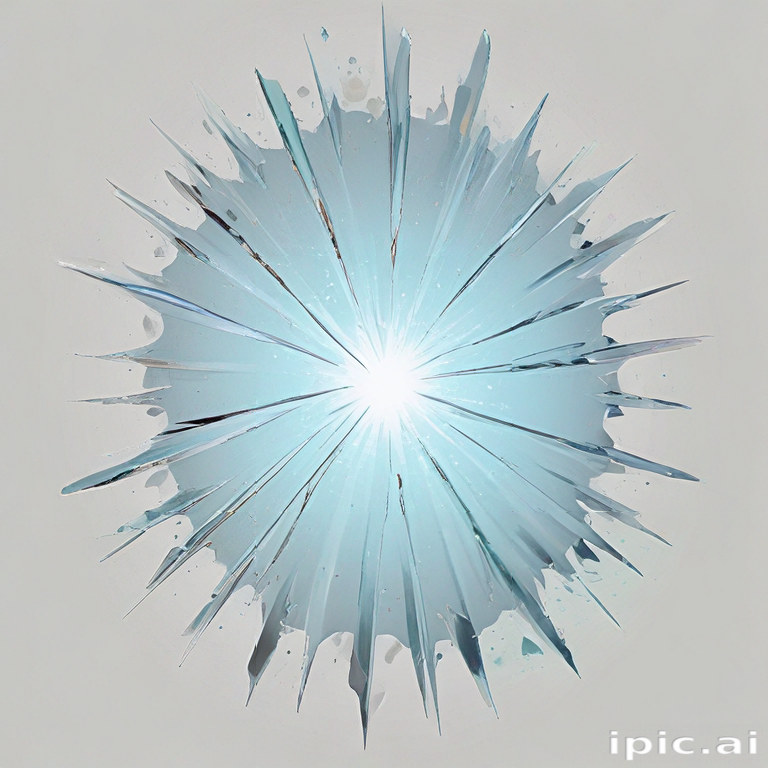 Radiant Burst of Light Surrounded by Shattered Ice-Like Crystals and Energy