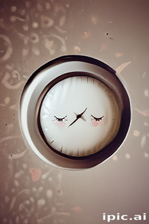 A Whimsical Clock with a Sad Face Hanging on the Wall.