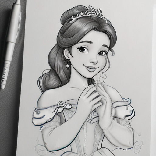princess belle cartoon line art
