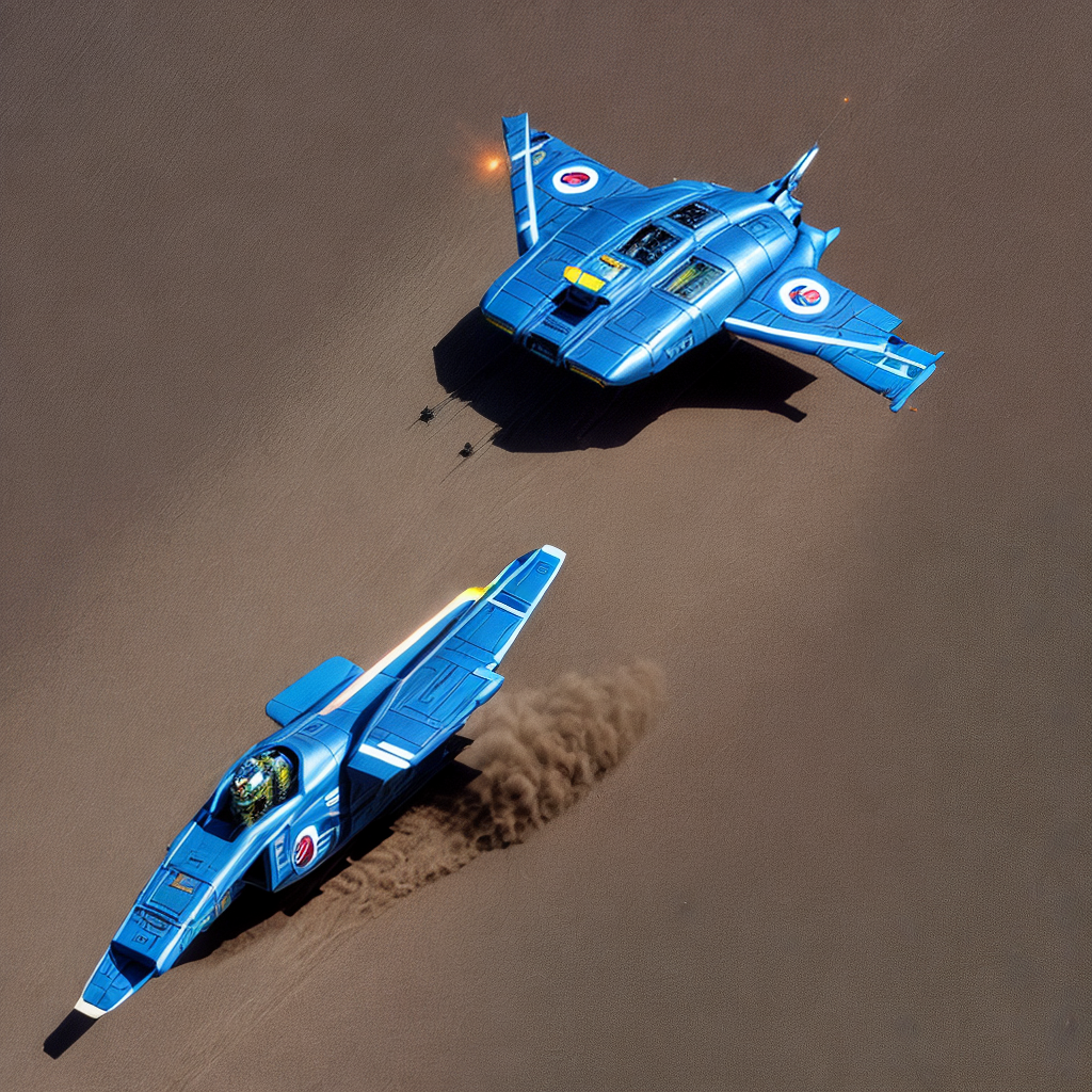 StarCraft flying vehicle Banshee landing on a moon
