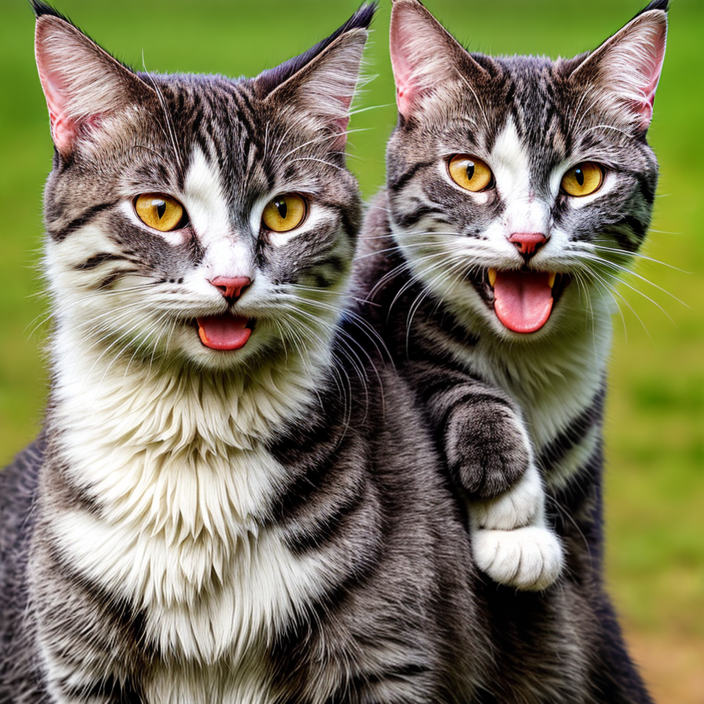happy cat smiling with white human teeth