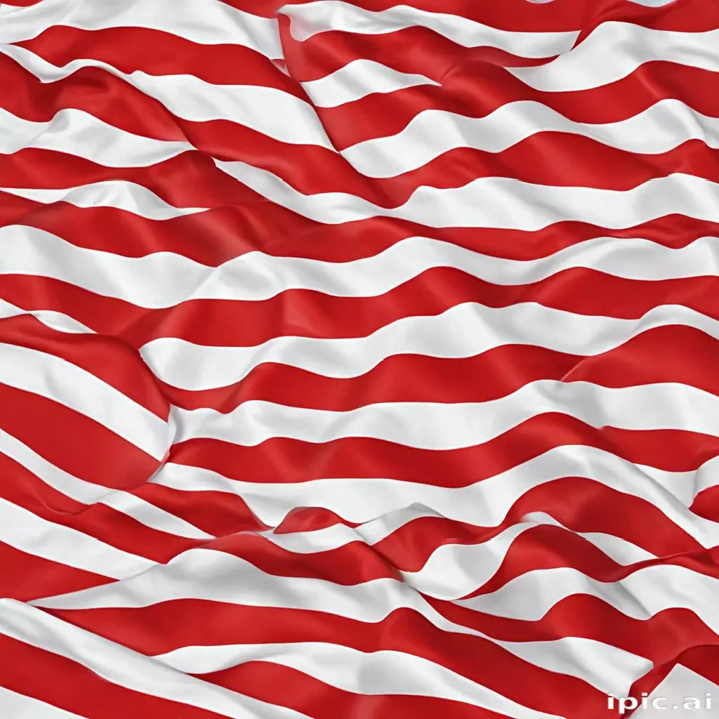 Flowing Red and White Waves of Fabric Create a Striking Pattern