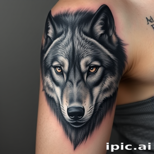 Intricate Realistic Wolf Tattoo Design on Upper Arm Showcasing Stunning ...