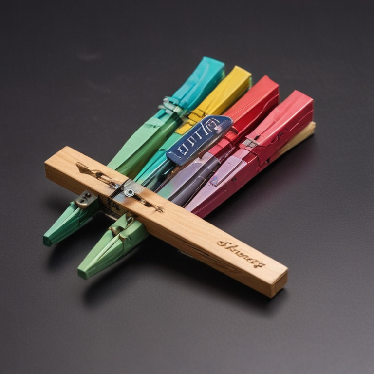 Colorful Clothespins Arranged Neatly on a Wooden Clothespin Holder ...