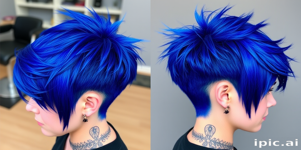 Vibrant Blue Spiky Hairstyle: A Bold and Edgy Hair Transformation