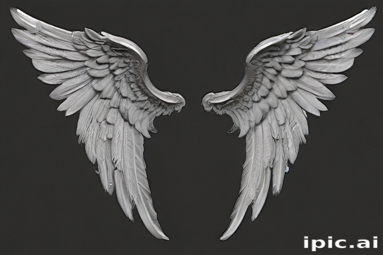 Beautifully Crafted Silver Wings Symbolizing Freedom and Spiritual ...