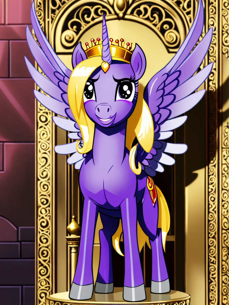 mlp pony alicorn twilight sparkel princess siting on the throne