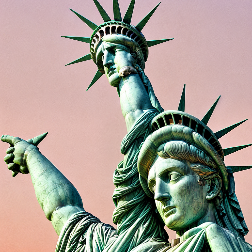 statue of liberty flipping the middle finger at the world