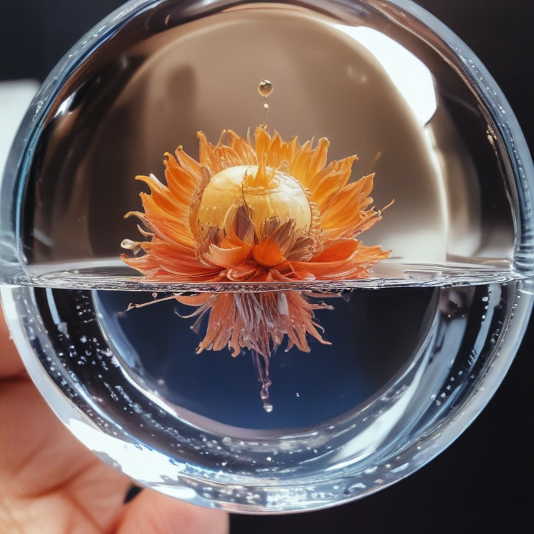 Captivating Macro Shot of a Flower Encased in a Glass Sphere