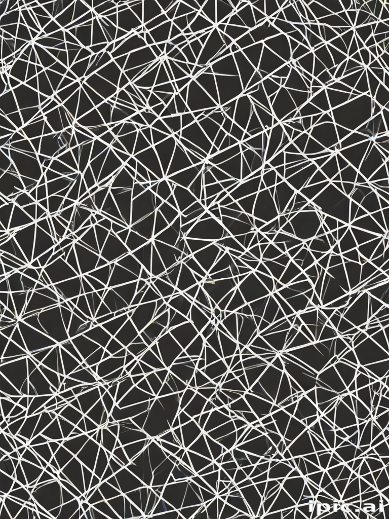 Intricate Web of White Lines Against a Dark Background Creating Depth