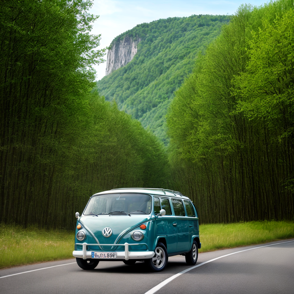 realistic highdefinition picture of vw camper driving on Autobahn in ...