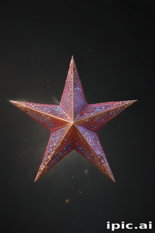 Glittering 3D Star Design with Colorful Gems and Sparkling Effects