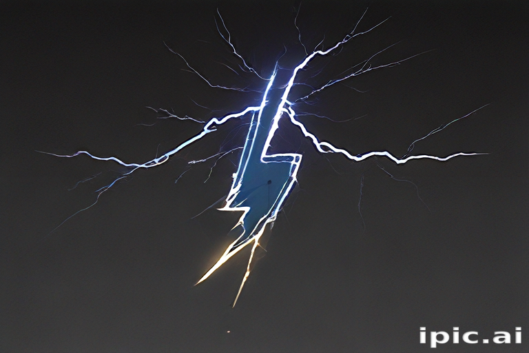 Striking Blue Lightning Bolt Illuminating the Dark Sky with Energy