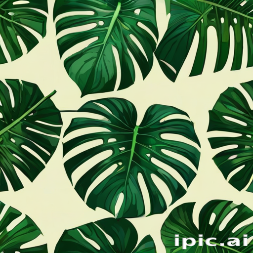 Tropical Monstera Leaves Pattern on a Light Background for Home Decor.