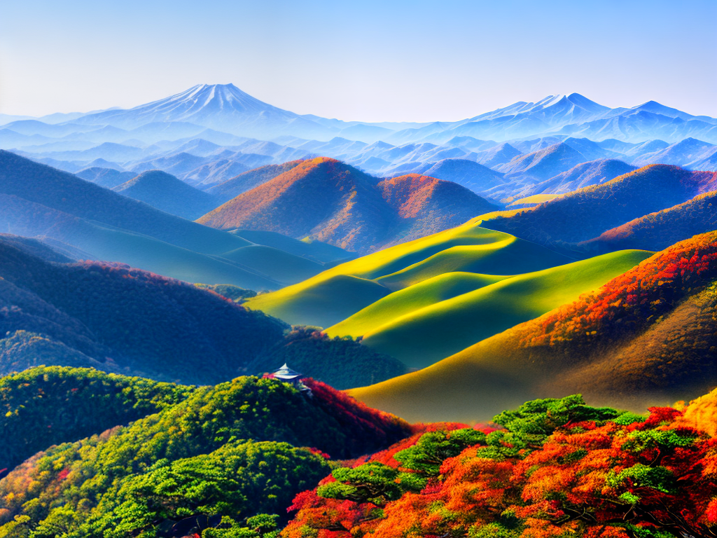 Samurai shogun looking at the horizon full of Japanese buildings in ...