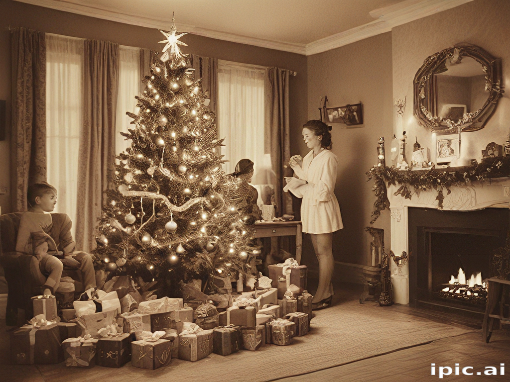 A Cozy Family Christmas Scene with a Beautifully Decorated Tree and Gifts.