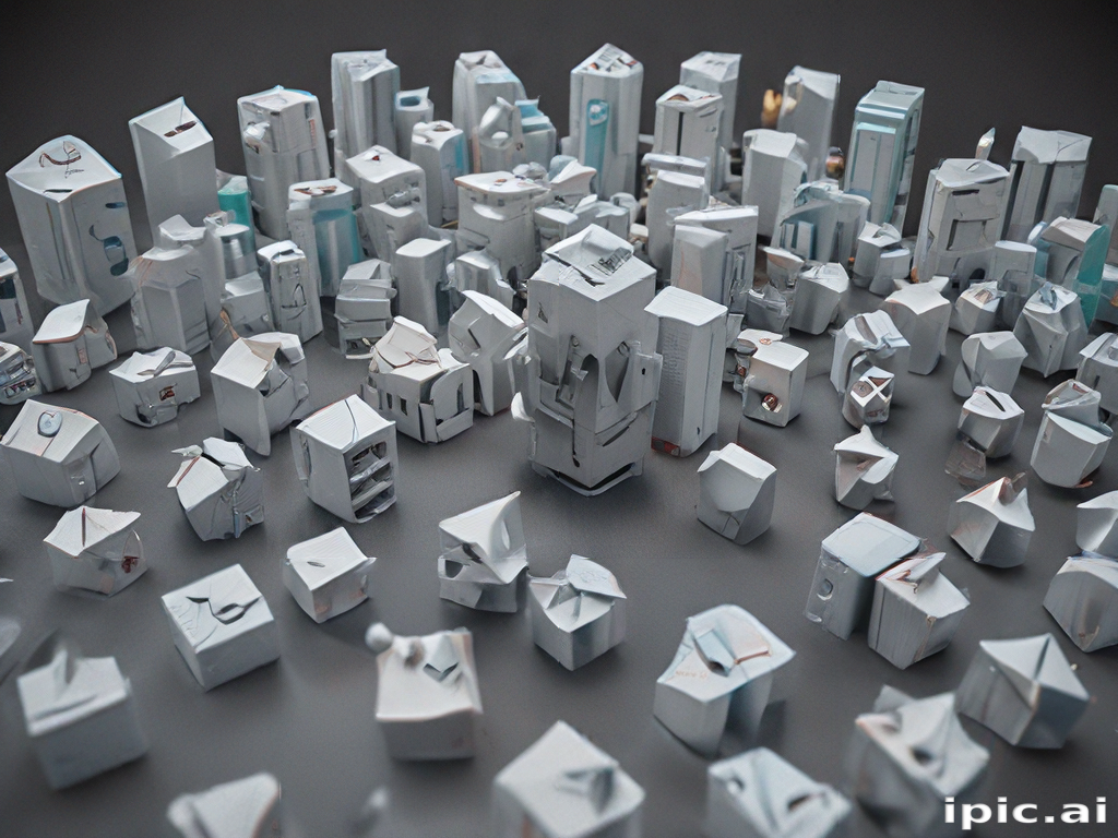 Intricate Miniature Cityscape: A Unique Collection of Artistic Paper Models