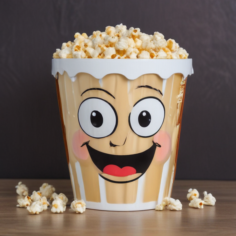 retro popcorn bucket with cartoon face