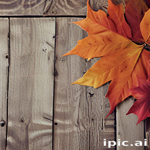 Vibrant Autumn Leaves Resting on Rustic Wooden Surface Background