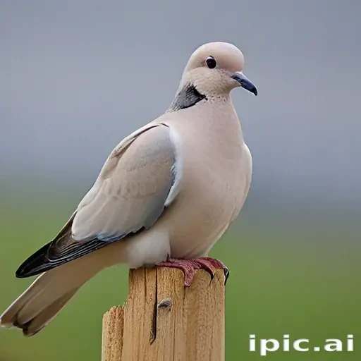 Graceful Dove Perched on Wooden Post Against a Soft Background